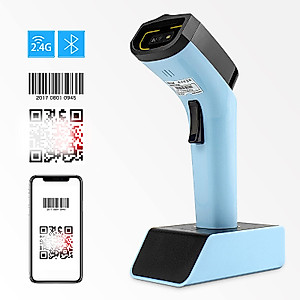 NETUM Bluetooth Wireless 2D Barcode Scanner Automatic, Hands Free Barcode Reader with Charging Cradle and Built-in Memory, Fast and Precise scanning, Transfers Up to 50 Meters - DS7500