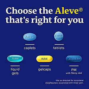 Aleve PM Caplets, Fast Acting Sleep Aid and Pain Relief for Headaches, Muscle Aches, Non-Habit Forming 220 mg Naproxen Sodium and 25 mg Diphenhydramine HCl Capsules, 80 count