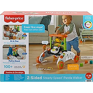 Fisher-Price Baby & Toddler Toy 2-Sided Steady Speed Panda Walker With Smart Stages Learning & Blocks For Ages 6+ Months