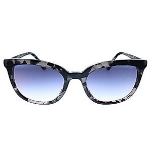 Prada PR 03XS 5 1072 Grey Havana Plastic Pillow Sunglasses Blue Mirror Lens