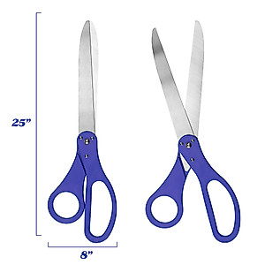 Deluxe Grand Opening Ribbon Cutting Ceremony Kit - 25" Giant Scissors with Blue Satin Ribbon, Banner, Bows, Balloons & More