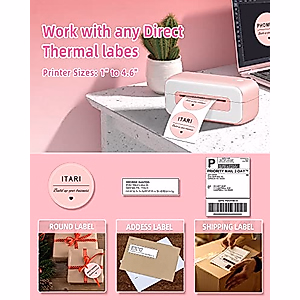 Shipping Label Printer, Itari High Speed 4x6 Thermal Label Makers for Shipping Packages, Small Desktop Sticker Printer for Home Business, Compatible with Amazon, Etsy, Ebay, USPS, Shopify, FedEx, Pink