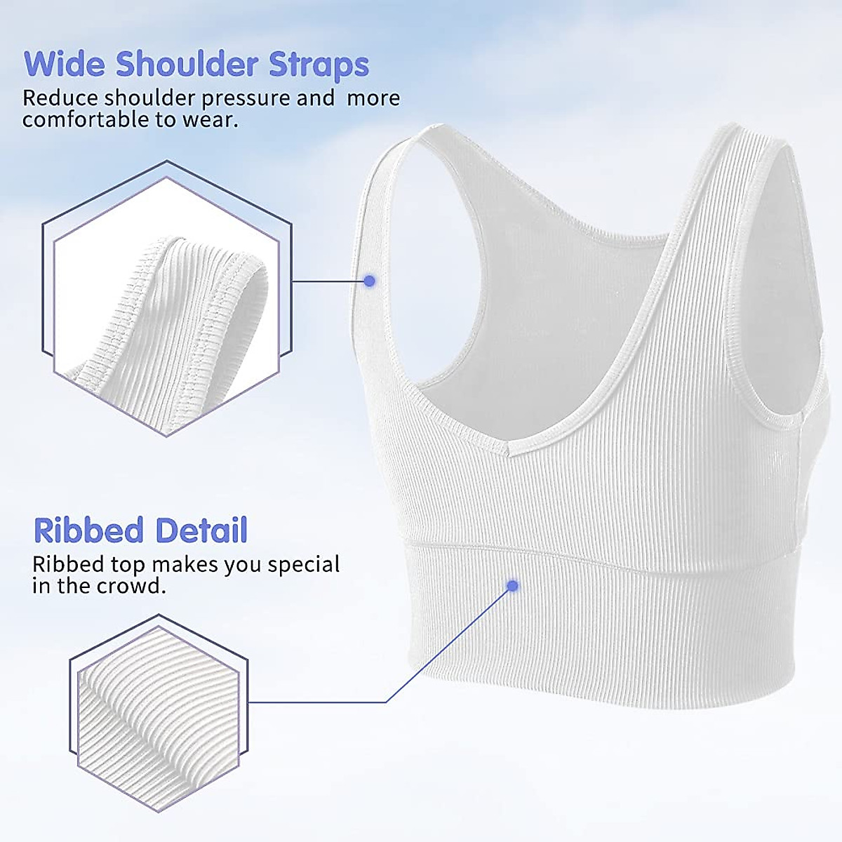 Workout Crop Tank Tops for Women Solid Comfort Sleeveless Shirts for Casual Sports Fitness Yoga Reversible Ribbed Tops White XXL