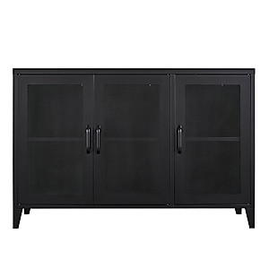 LISSIMO Wide Storage Cabinet with 3 Mesh Door,47" Wide Kitchen Storage Cabinet, Modern Sideboard Storage Organizer for Bedroom Bathroom Dining Living Room and Hallway