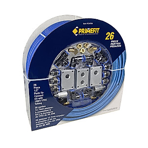 Primefit PCKIT26 Air Piping System, 26-Piece Air Push to Connect Kit with 1/2-Inch (OD) / 3/8" (ID) x 100-Feet TPEE Tubing
