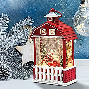 XPHOME Christmas Musical Snow Globes House Snowglobe Christmas Lantern Glitter Lantern Lighted Lantern Snowman with Farm Scene Christmas Home Decoration Gift Battery Operated Snowglobe, XP-JY-0038