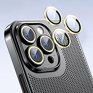 LONGLUAN Electroplating Heat Dissipation Phone Case, Shiny Cooling Breathable Case, Heat Dissipation Plating Fine Hole Protector, Crystal Lens Film Coating Mobile Phone Case (14 Pro Max, Silver)