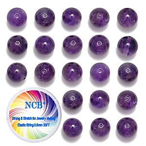 NCB 200pcs 4mm Amethyst Loose Beads for Jewelry Making, Natural Semi Precious Beads Round Smooth Gemstones Spacer Beads Charms for Necklaces Bracelets (Amethyst, 4mm 200Beads)