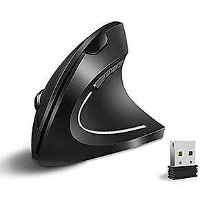 Vassink Ergonomic Mouse, Rechargeable Wireless Mouse, 2.4GHz Rechargeable Wireless Vertical Optical Mice with USB Receiver, 6 Buttons for Laptop, PC, Computer Black