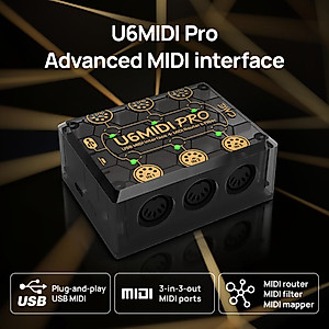 CME U6MIDI Pro - MIDI Interface with Router, Mapper, and Filter - Plug-and-play USB MIDI for computers - Standalone 3-in-3-out MIDI for Merge, Split, Thru