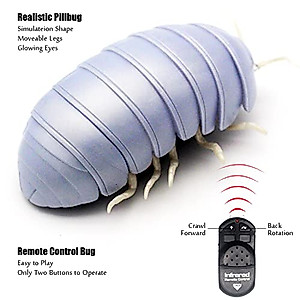 Tipmant RC Bug Remote Control Worm Realistic Pillbug Electronic Animal Prank Toy Insect Car Vehicle Kids Birthday Gifts (White)