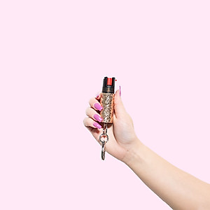 Pepper Spray Maximum Strength Self Defense Keychain for Women, 12-foot Spray Range & UV Dye - Glitter