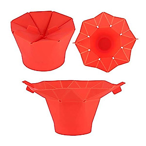 Microwave Silicone Popcorn Popper Collapsible Popcorn Maker Bowl with Folding Lid Handle Home Kitchen Tool Red Dishwasher Safe