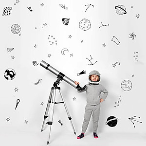 Outer Space Wall Decals Peel and Stick for Kids Girls, Vinyl Outer Space Planet Wall Stickers, Outer Space Wall Stickers for Boys Bedroom Nursery Kids Room
