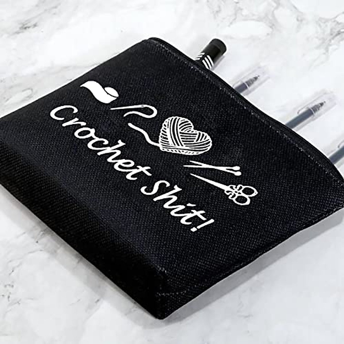 G2TUP Yarn Storage Bag Knitting Zipper Pouch for Crochet Beginners Knitting Lovers Crochet Sht (Knitting Black Zipper Pouch)