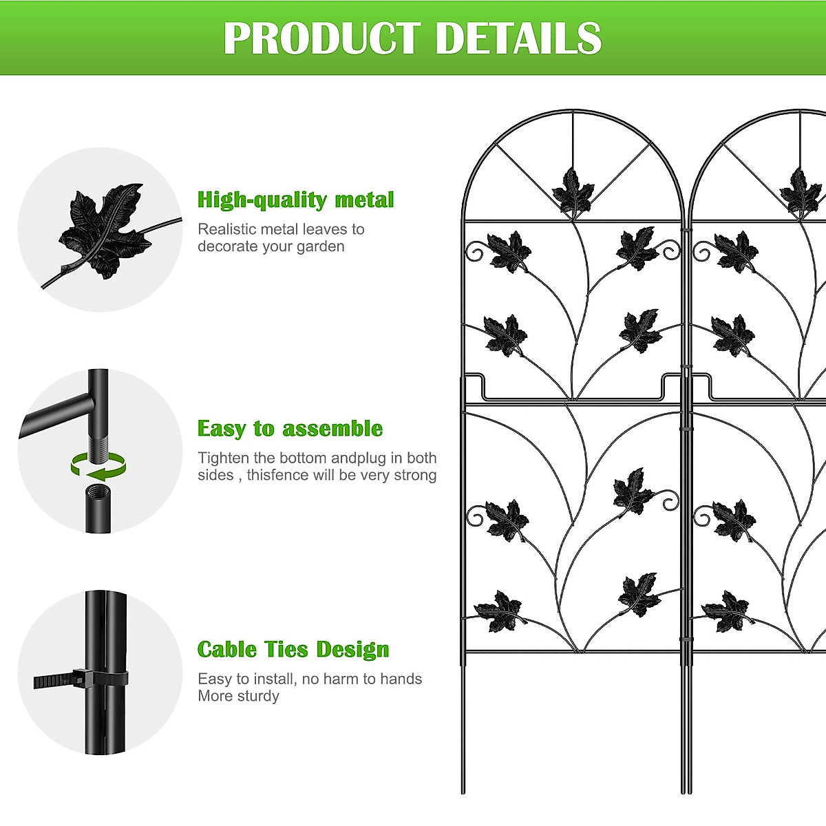 15 Pack Decorative Garden Fence Panels No Dig Fencing, Total 38in (H) x 16ft (L) Coated Metal RustProof Landscape Wire Border Folding Patio Fences Flower Bed Fencing Animal Barrier for Dog