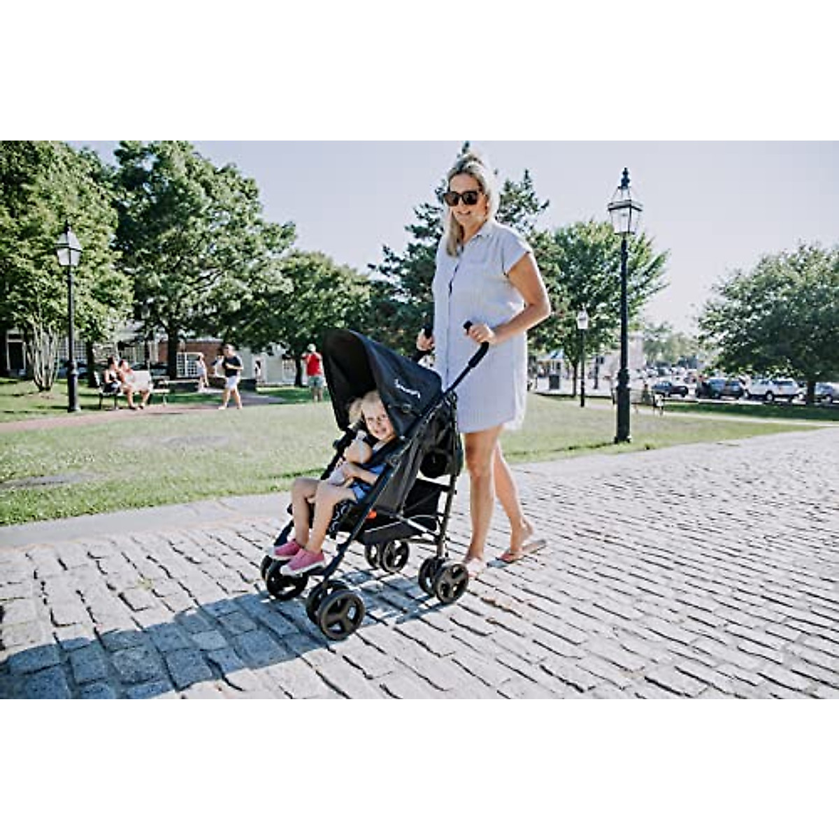 Kinderwagon Skip Baby Stroller, Lightweight Stroller, Compact Stroller, Infant car seat Compatible, Includes rain Cover and Removable Cup Holder (Black)