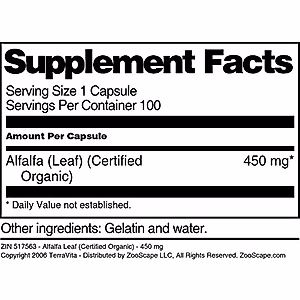 Alfalfa Leaf (Certified Organic) - 450 mg (100 Capsules, ZIN: 517563)