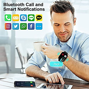 Smart Watch Gift for Men Women, 1.7" Full Touch Screen Smartwatch with Text and Call for Android iOS Phones, GPS Fitness Tracker Watches with Sports Modes, Pedometer, Distance, Calories (Black)