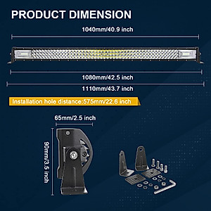 AUXTINGS 42 inch Straight Led Light Bar Spot Flood Beam +2X 4 inch 36W Spot LED Pods Fog Lights with 12V Wiring Harness Kit 2 Leads for Jeep Pickup Off Road Truck 4X4 ATV Boat Trailer,Waterproof