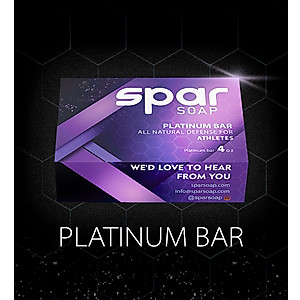 Spar Soap Platinum Bar, Natural Tea Tree 4oz Soap Bar (3-Pack), Antifungal Properties, For BJJ, MMA, Wrestlers, Grapplers, Men/Women, USA Made Body Soap, For Body Odor, With Lavender, Cassia, Clove