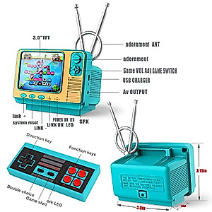 Retro Video Games Console for Kids Adults Built-in 308 Classic Electronic Game 3.0'' Screen Mini TV Games Console Support TV Output and USB Charging Birthday Xmas Gift for Boys Girl 4-12 (Blue)