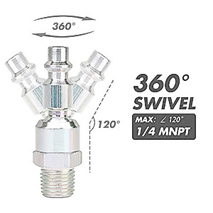 Hromee 18 Pieces Air Coupler and Plug Kit, 1/4-Inch NPT Air Hose Fittings and Compressor Accessories with Universal Quick Coupler, Brass Ball Valve, Swivel Air Plug and Tee Pipe Fitting