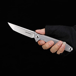 Sanrenmu 1161 EDC Pocket Folding Knife D2 Tanto Blade Survival Knife Frame Lock