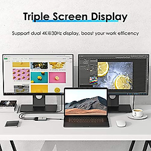 WAVLINK USB C to Dual HDMI Adapter 4K@60Hz, Thunderbolt 3/4 Compatible, Type C to HDMI Multi Monitor Converter for MacBook Pro/Air,Dell XPS 13/15,HP,Lenovo Yoga,etc(DP Alternate Mode Required)