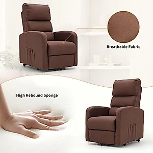 EUREKA ERGONOMIC Power Lift Recliner Chair for Elderly, Small Recliner Chair for Small Spaces, Power Recliner Chair for Living Room, Single Sofa with Infinite Adjust for Back and Footrest, Brown