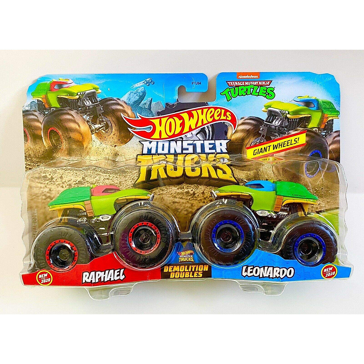 MATTL Hot Wheels Monster Trucks 2020 Demolition Doubles 1:64 Scale TNMNT Raphael & Leonardo