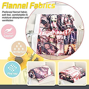 Nezuko Fluffy Blanket Anime Super Soft Throw Blankets Cozy Flannel Gift Blanket for Kids Adults All Season(50" X 60")