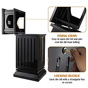 POWLAB Outdoor/Indoor Trash Can Commercial Trash Can Waste Container with Perforated Galvanized Steel Panel for Disposal Commercial Waste Container -Black