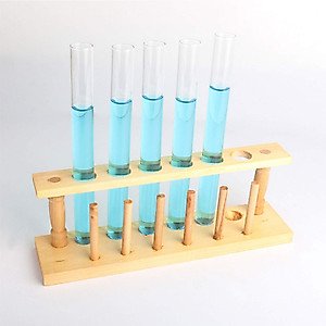 ONWRACE HASEAN Storage Wooden Burette Test Tube Holder Support with Stand Sticks Rack Shelf, 6/8/10/12 Holes Laboratory Instrument Test Tube Support Rack Stand Shelf- 12