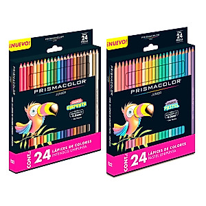 Prismacolor Junior Colored Pencils, 24 Pastel Colors and 24 Intense Colors, Pack of 48, Junior Uni-point 4.0mm…