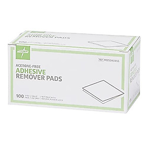 Medline Adhesive Remover Pad, Acetone-Free, Sterile 2-Ply Pad, 100 Count