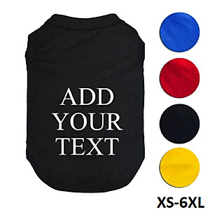Hottest! DIY Summer Customized Personalized Tanktops with Text Custom Dog Cat Pet Puppy Tee Shirt Tank Top Vest Apparels Clothes (S, Custom Black)