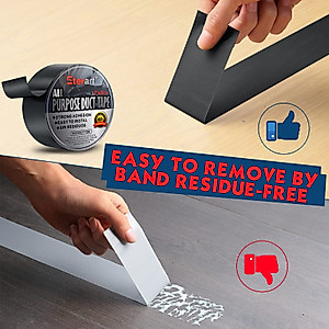 ETERART Duct Tape Haevy Duty Strong Industrial Max Strength Tape, No Residue and Tear by Hand, Multi-Purpose, Indoor & Outdoor Use, 2 Inch x 20 Yards (Black)