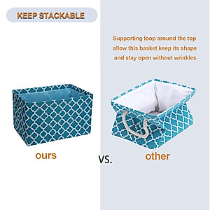 HOKEMP 2 Pack Storage Bins Foldable Stackable Underbed Storage Baskets with Steel Frame for Toys, Bookshelves, Clothes, Home Closet, Laundry (Blue lantern)