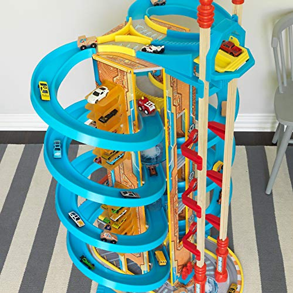 KidKraft Super Vortex Racing Tower 5-Story Race Track Toy for Die-Cast Cars; Storage for 50+ Vehicles, Gift for Ages 3+