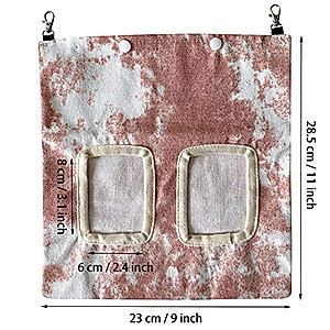 LeerKing Rabbit Hay Feeder Bag, Hanging Canvas Hay Feeder Guinea Pig with Clips, Hay Holder Bag for Rabbits Bunny Guinea Pig and Other Small Animals