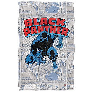 Marvel Black Panther Blanket, 36"x58", Retro Black Panther, Silky Touch Super Soft Throw Blanket