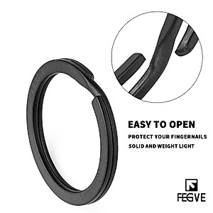 FEGVE Titanium Key Rings Split Rings 4 Packs, Key Rings for Keychains, Keychain Ring for Home Car Keys Organization (Black - 32 mm / 1.25 inches)
