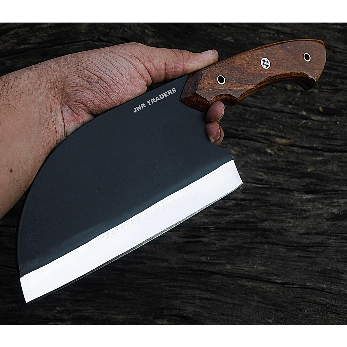JNR Traders Cleaver Serbian Chef Knife 11.5" Handmade Full Tang Carbon Steel Cleaver for Meat Vegetables Cutting Chopping with Leather sheath 5510