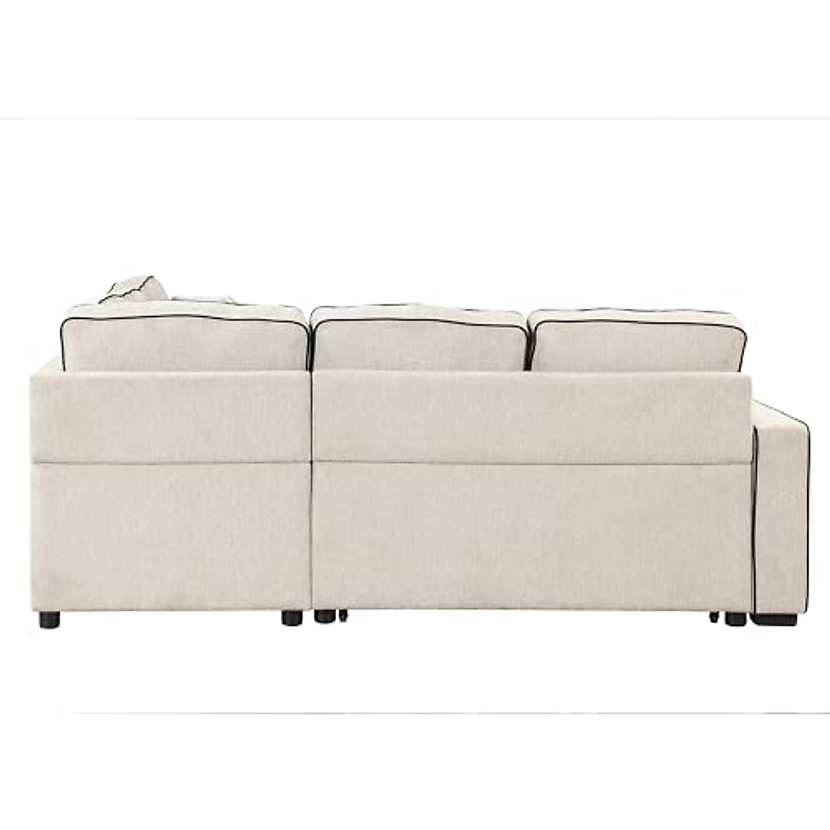 Eafurn Symmetrical Sectional Sofa with Pull Out Bed, 83" L-Shaped Convertible Corner Couch with Removable Backrest,Linen Upholstery Sofabed with USB Ports, 2 Power Sockets and Throw Pillows