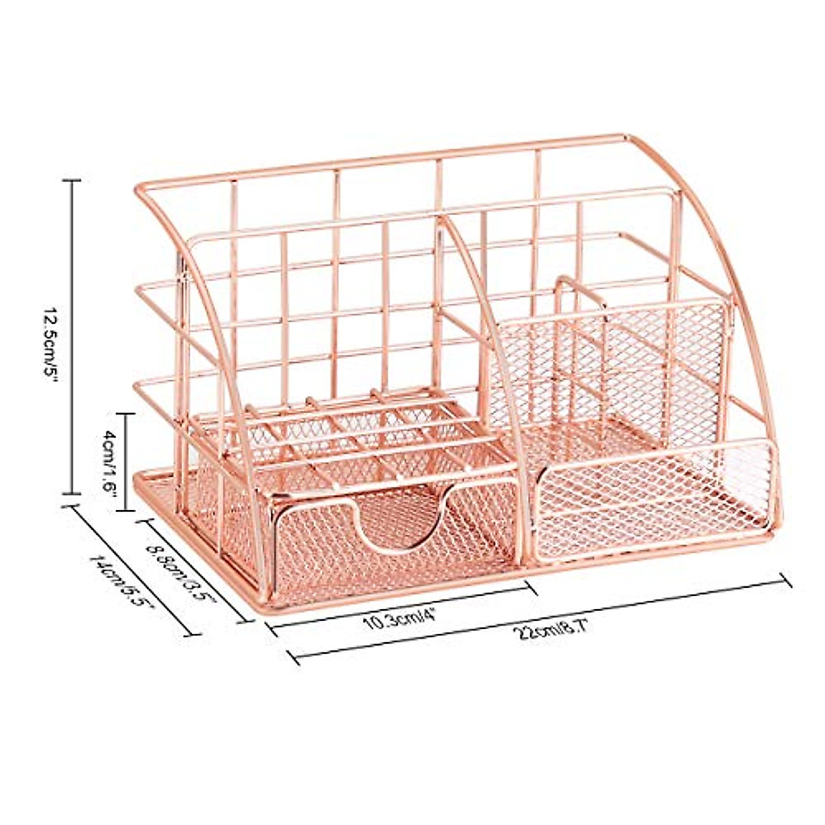 Rose Gold Desk Organizer,Mesh Pen Holder and Pencil Holder, Small Cute Office Supply and Gift for Women