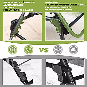 VEIKOU Tanning Chair Lounge Chair, 2 Pack Lounge Chairs for Outside with 5-Position Adjustable Backrest, Detachable Pillow, Folding Lounge Chair for Beach, Patio, Poolside, Black