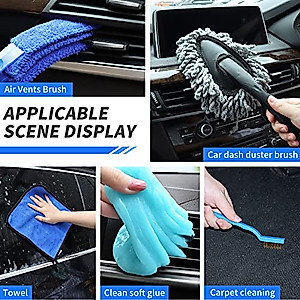 ACTY 17Pcs Car Interior Detailing Kit, Cleaning Kit with High Power Handheld Vacuum, Brush Set, Windshield Tool, Gel, Microfiber Towels, Complete Care, Blue