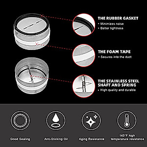 FRESH SPEED 8-Inch Backdraft Damper Shutter Inline Spring Loaded for Dryer Duct