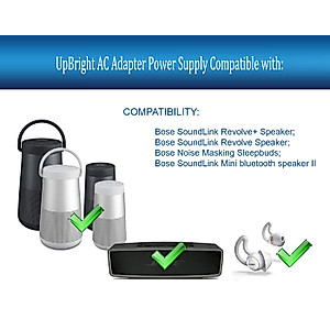 Bose SoundLink Mini II &SoundLink Revolve Bluetooth Speaker Charger,SoundLink Revolve+ Speaker and Noise Masking Sleepbuds & Wall Adapter Charger 776716-0010 with 3 Ft Power Cord Cable